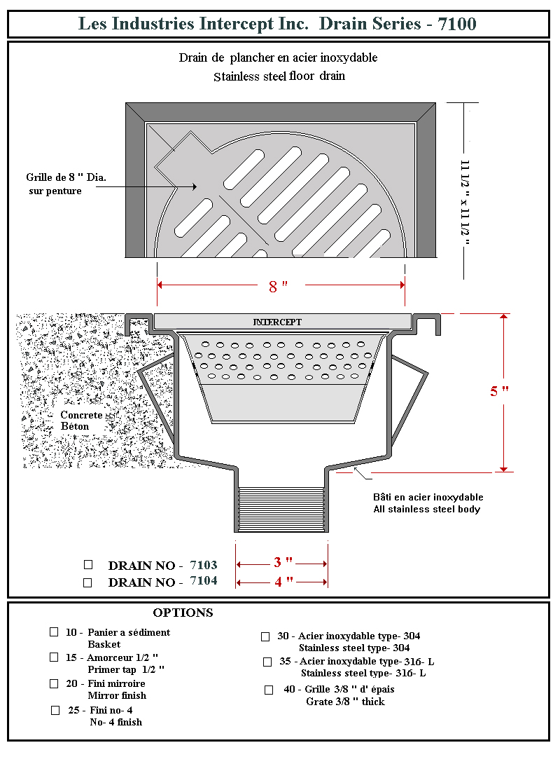 Floor drain 7100 - Les Industries Intercept inc