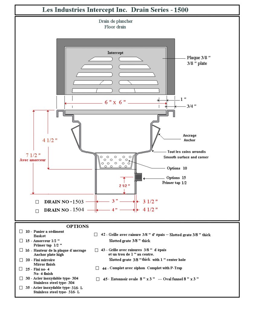 Floor drain 1500 - Les Industries Intercept inc