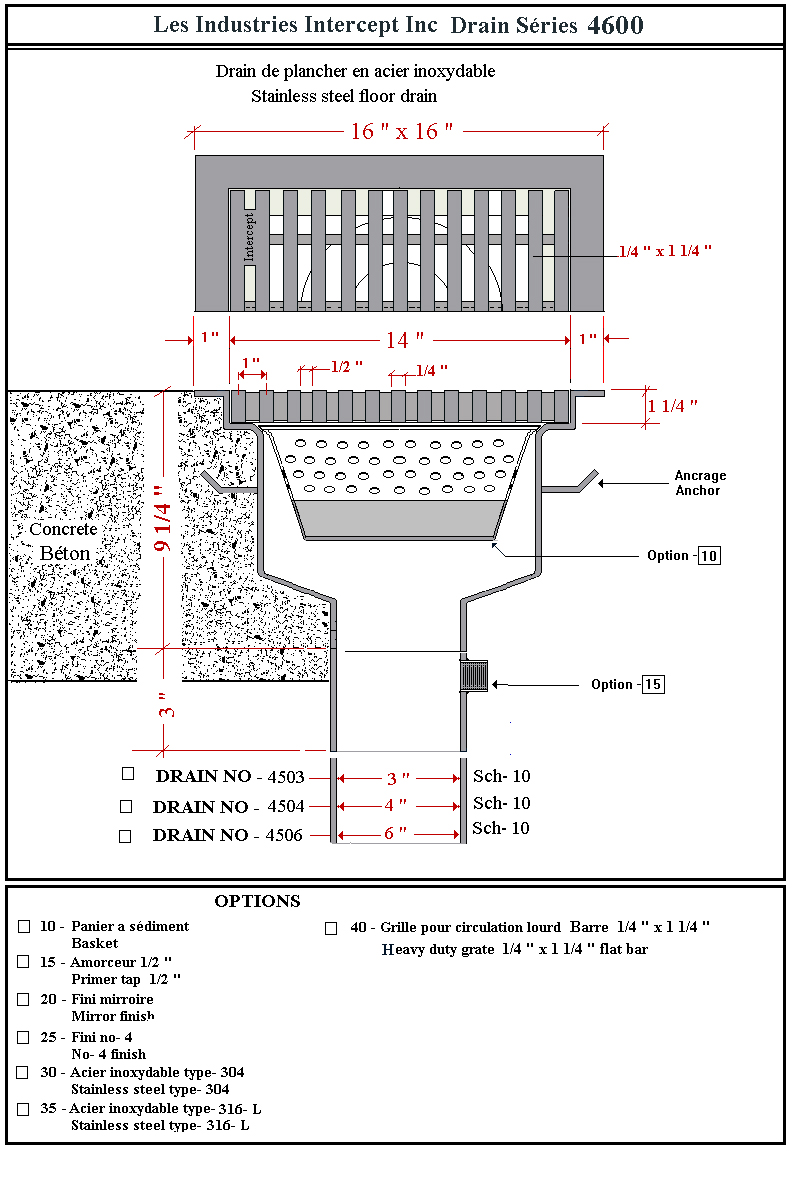 Floor drain 4600 - Les Industries Intercept inc