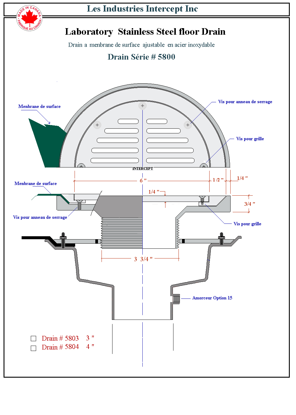 Floor drain 5800 - Les Industries Intercept inc